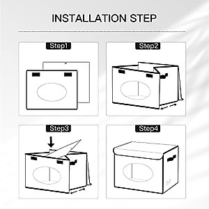 Furnhome Large Fabric Storage Bin with Lids, Foldable Storage Bins for Clothes with Clear Window-Stackable Clothes Storage Bins with Label for Closet Shelves Nursery Bedroom.(Begie, 3 Pack)