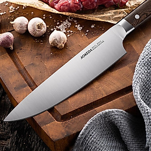 AOKEDA 7-Piece Kitchen Knife Set with Block, High Carbon German Steel, with Kitchen Shears (Natural Wenge)