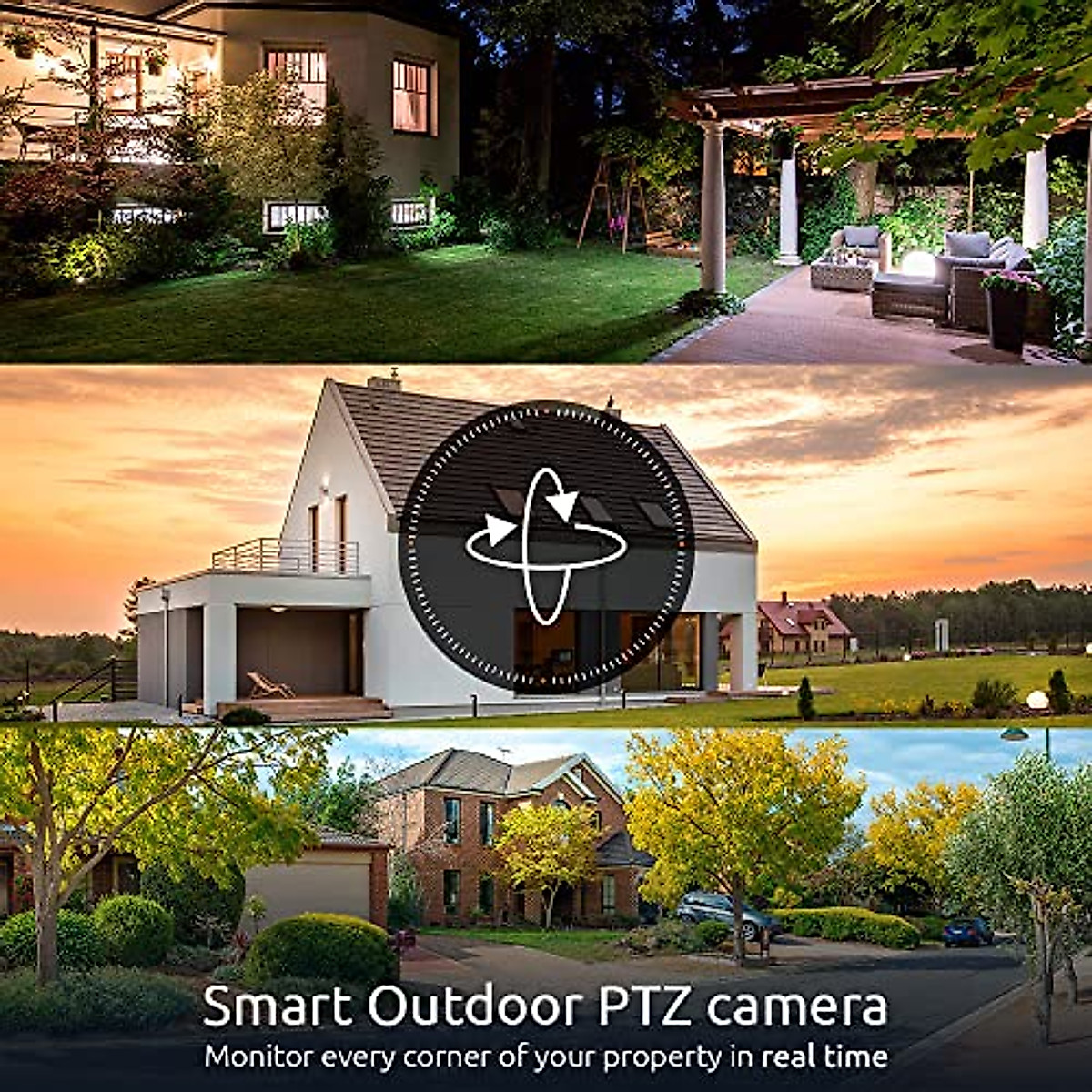NEXXT 2K Outdoor PTZ Security Camera with Wi-Fi, Weather Resistant, 355° Coverage, Smart Motion Detection and Tracking, Two-Way Audio, Night Vision, Cloud Storage, Alexa, Wired | Camara de Seguridad