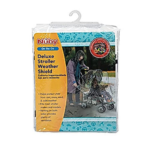 Nuby Deluxe Stroller Weather Shield, Clear Plastic Cover with Storage Pocket & Vented Sides