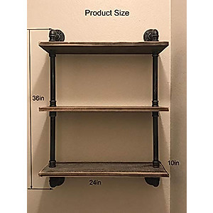 FODUE Industrial Pipe Shelving Bookshelf Rustic Modern Wood Ladder Storage Shelf 3 Tiers Retro Wall Mount Pipe Design DIY Shelving