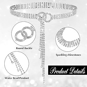 Andibro Rhinestone Waist Belt for Women, Crystal Waist Chain Belt Adjustable Diamond O-Ring Waistband Belt for Jeans Dresses