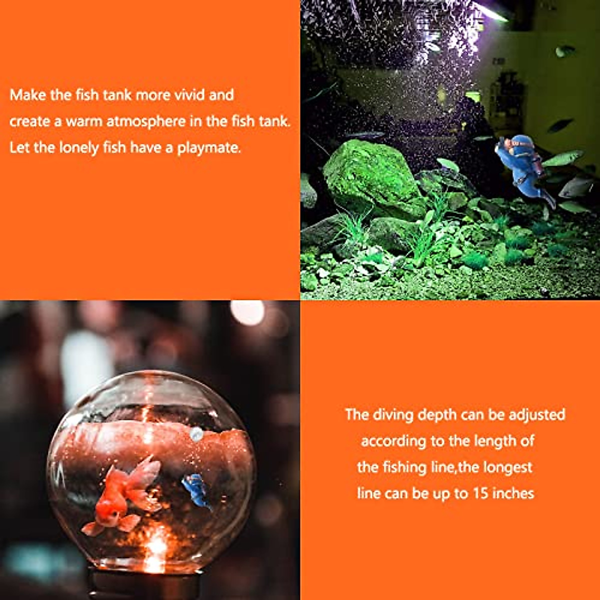 onesimcr ，Aquarium Decorations, Lovely Diver Fish Tank Decorations, Floating Device Fish Tank Accessories，Suitable for All Kinds of Fish Tanks