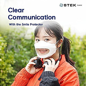 Smile Protector Reusable Clear Window Face Mask | KF94 Filtration, Anti-Fog, Skin-Friendly | Ideal for Lip Reading & Communication | 5 Pack, Individually Packaged, Made in Korea (white)