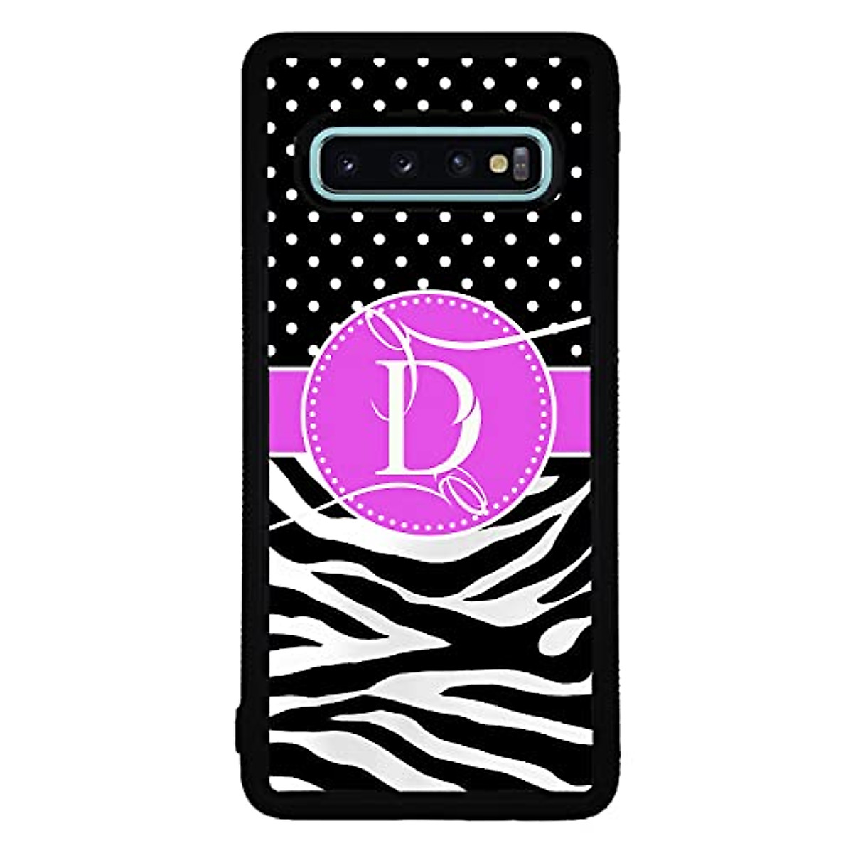 Zebra Dot Personalized Black Rubber Phone Case Compatible With Samsung Galaxy S23, S23+, S23 Ultra, S22, S22+, S22 Ultra, S21 FE, S21, S21+, S21 Ultra, S20 FE, S20 + Ultra, Note 20 Ultra,S10 S10e S10+