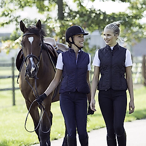 HORZE Kid's Unisex Quilted Softshell Lightweight Windproof Equestrian Riding Vest - Peacoat Dark Blue - M