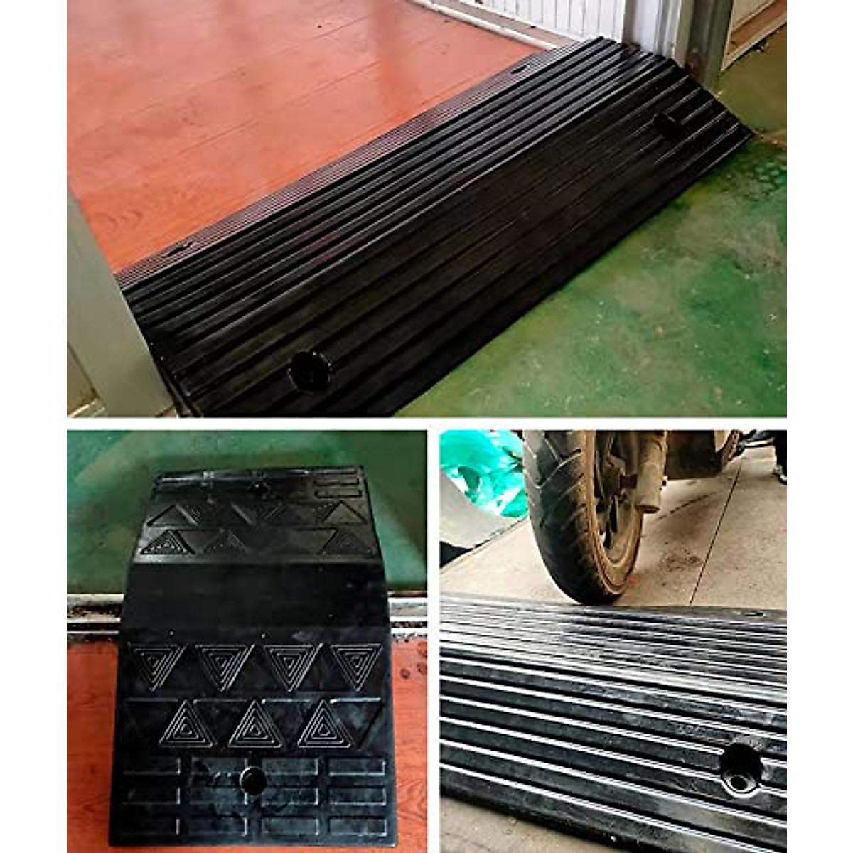 Threshold Ramp, Threshold Wheelchair Ramp Threshold Ramp for Wheelchair, Sturdy Curved Handicap Mobility Scooter Ramp, Home Transition Ramps with Anti Skid Surface, Easy to Mount ( Color : Black , Siz