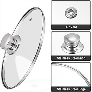 11 Inch Tempered Glass Lid Replacement Cover for 11 Inches Cookware, 11" Skillets, Round Cast Iron, Pots, Pans