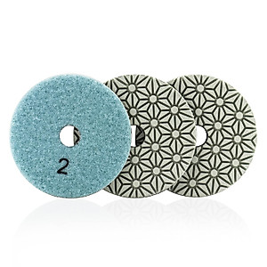 YDROWN 3 Step Diamond Polishing Pads 4 Inch Stone Abrasive Grinding Wheel Wet Use 3Pcs Step2 for Granite Marble Quartz Concrete (Step2-3PCS)