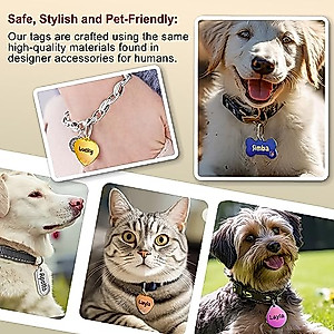 Pet Dog ID Tags Personalized Engraved Stainless Steel Custom Collar Charm Name Tags for Dog and cat, Available in Sizes Including Large Medium Small