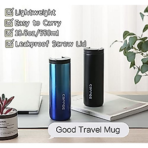 Hikaru Insulated Coffee Mug Travel Coffee Mug Stainless Steel Coffee Mug Leakproof with Screw Lid Double Wall Coffee Cup Keep Warm for Coffee Coffee Insulated Tea Mug 550ml/18.5oz (Blue), 18.5 ounce
