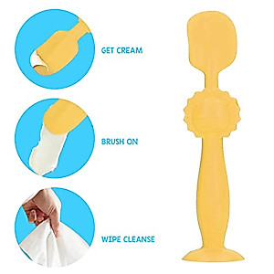 Baby Diaper Cream Spatula, 5.9 Inches Baby Butt Cream Applicator Soft Silicone Diaper Cream Spatula Applicator Baby Diaper Rash Cream (Yellow)