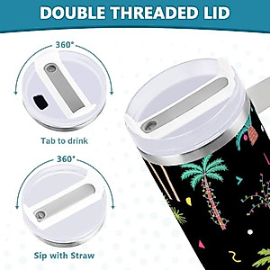 RPLIFE Christmas Palm Trees Tumbler Cup, Stainless Steel Cup, Tumbler with Straw