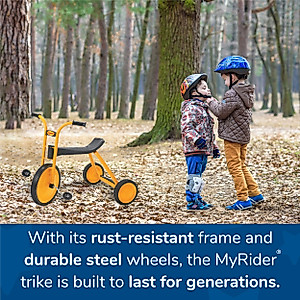 Children’s Factory MyRider Maxi 16" Toddler Tricycle, Adjustable Kids Tricycle with Rubber Wheels, Yellow/Black