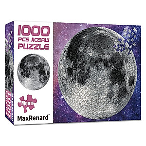 MaxRenard Game 1000 Pieces Jigsaw Puzzle Round Puzzle Toy The Moon