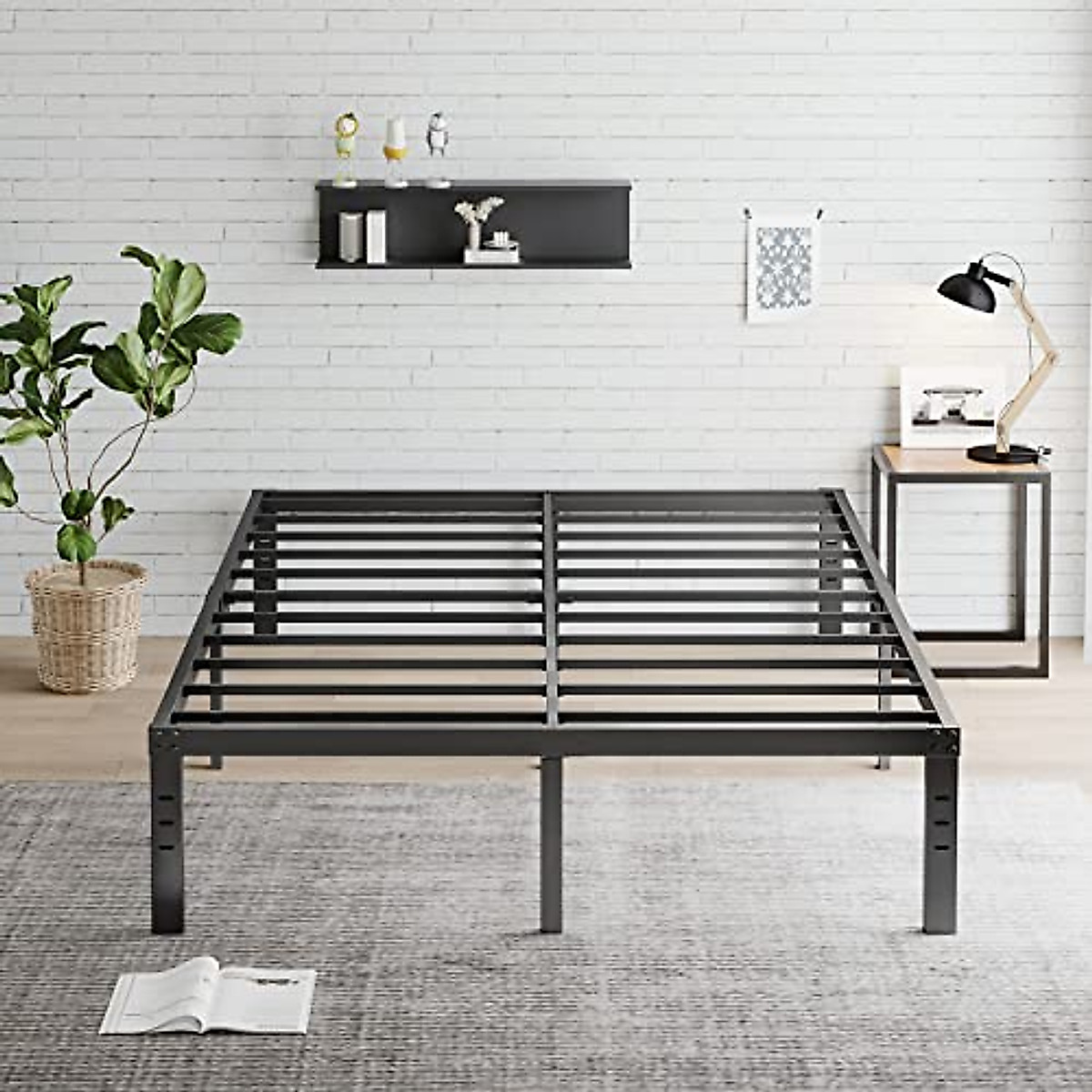 Artimorany Full Size Bed Frame, 14 Inch Mattress Foundation, Heavy Duty Steel Slats Support Platform with Underbed Storage, Easy Assembly, Non Squeak, Black