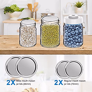 Mason Jar Vacuum Sealer, Mifenney Food Saver Jar Sealer Kit with Accessory Hose for Regular and Wide Mouth Mason Jars, with Manual Vacuum Pump and Lid Opener