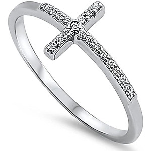 Marsrut Fashion Women White Sapphire 925 Sterling Silver Cross Ring Wedding Jewelry New (10)