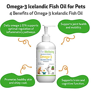 Pet Wellbeing Omega-3 Daily EFA Fish Oil for Dogs & Cats - Healthy Skin, Coat, Mobility, Joints, Heart Health - EPA, DHA - 8 fl oz (236 ml)