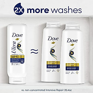 Dove Ultra Intensive Repair Concentrate Conditioner for Damaged Hair Fast Detangle Technology Repairs and Protects in 30 Seconds with 2X More Washes 20 oz