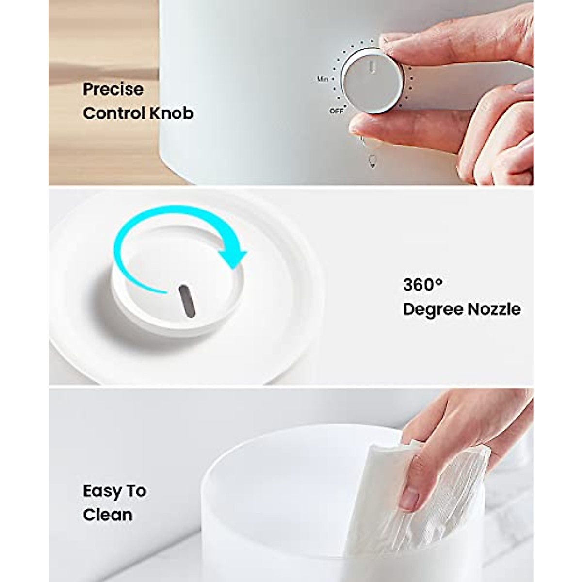 Pharata Humidifiers for Bedroom Large Room, 2.5L Cool Mist Humidifier with Essential Oil Diffuser, Top Fill Air Humidifier for Baby, Home, Plant, Ultrasonic Humidification for whole house, Auto Shut-Off, (White)