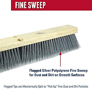 Weiler 42042 24" Fine Sweep Floor Brush, Flagged Silver Polystyrene Fill, Natural