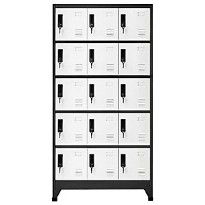 vidaXL Locker Cabinet Anthracite and White 35.4"x15.7"x70.9" Steel