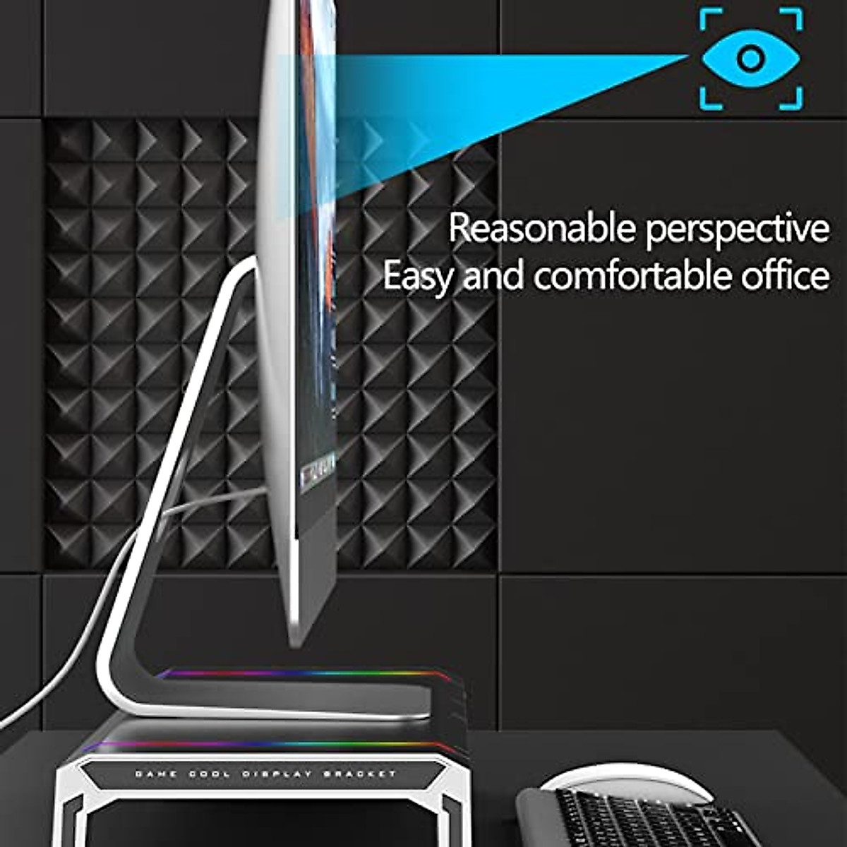 VASDEV Monitor Stand Riser for Desk, RGB Monitor Stand Riser, Computer RGB Monitor Stand Riser, RGB Gamin Computer Monitor Stand, RGB Gamin Computer Monitor Stand Riser with Drawer, Storage and Phone