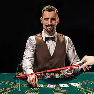 Cabilock Poker Chips Bingo Chips Wand Poker Chip Tray Dice Chips Rake Collector Rake Game Chips Collecting Rod Accessory Rake Chip Tray Metal Dice Metal Dice