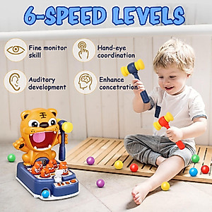 KooQii Whack A Mole Game Toddler Toys with Toy Gun and 2 Hammers Interactive Game for Hammering & Pounding,Target Shooting Early Developmental Fun Gift for 2-3 4 5 6 7 8 Year Old Boys and Girls