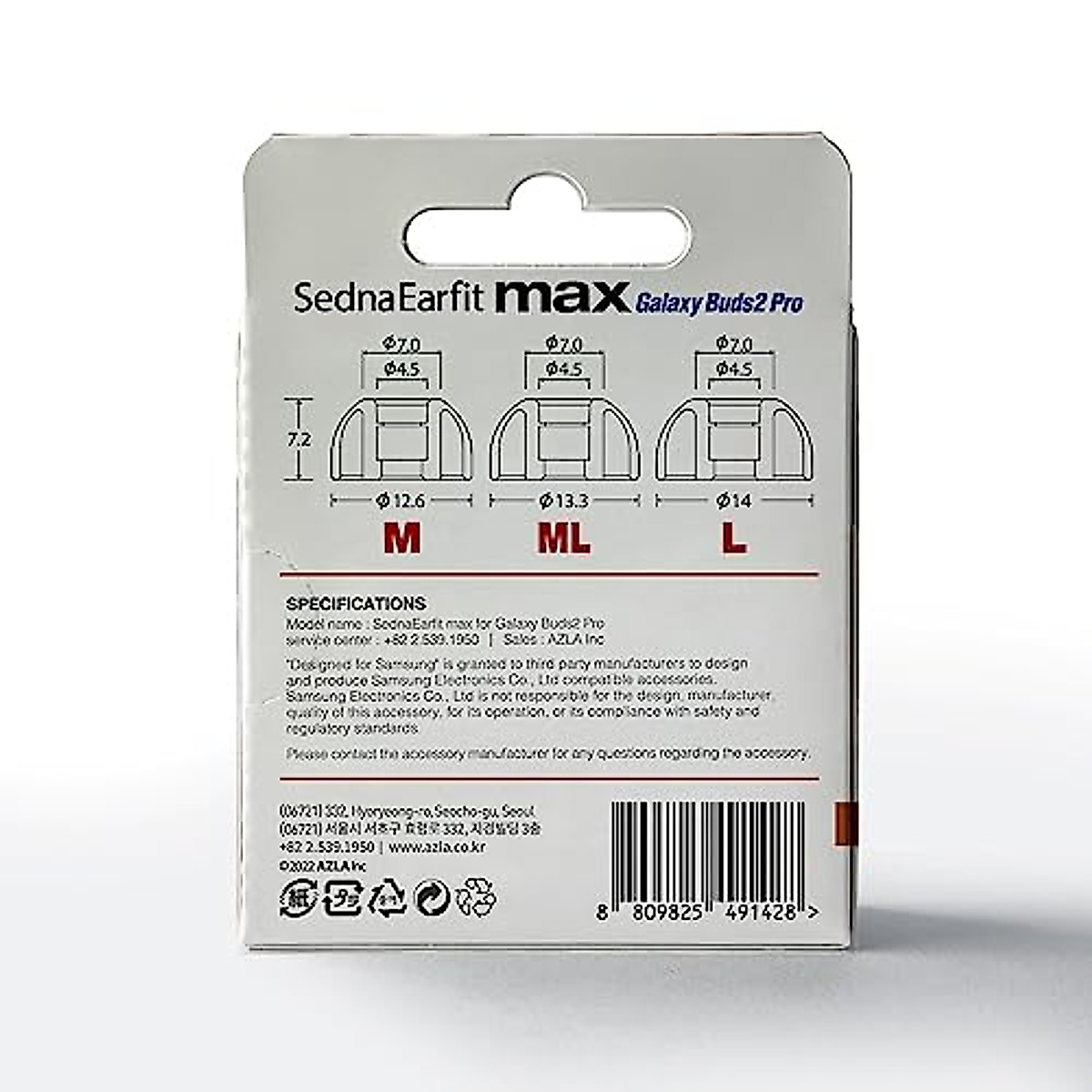 AZLA SednaEarfit MAX for Galaxy Buds2 Pro / 3 Pairs (Size M/ML/L)