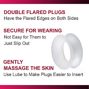 1 1/8" Inch (30mm) - White Silicone Double Flared Ear Plugs - Sold as a Pair