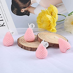 BoKin Strawberry Candles, 4Pcs Strawberry Shaped Scented Candles (2.11oz), Fruit Aroma Soy Wax Decorative Candle for Stress Relief Aromatherapy Home Decoration Mood-Boosting Bath Yoga (Pink)