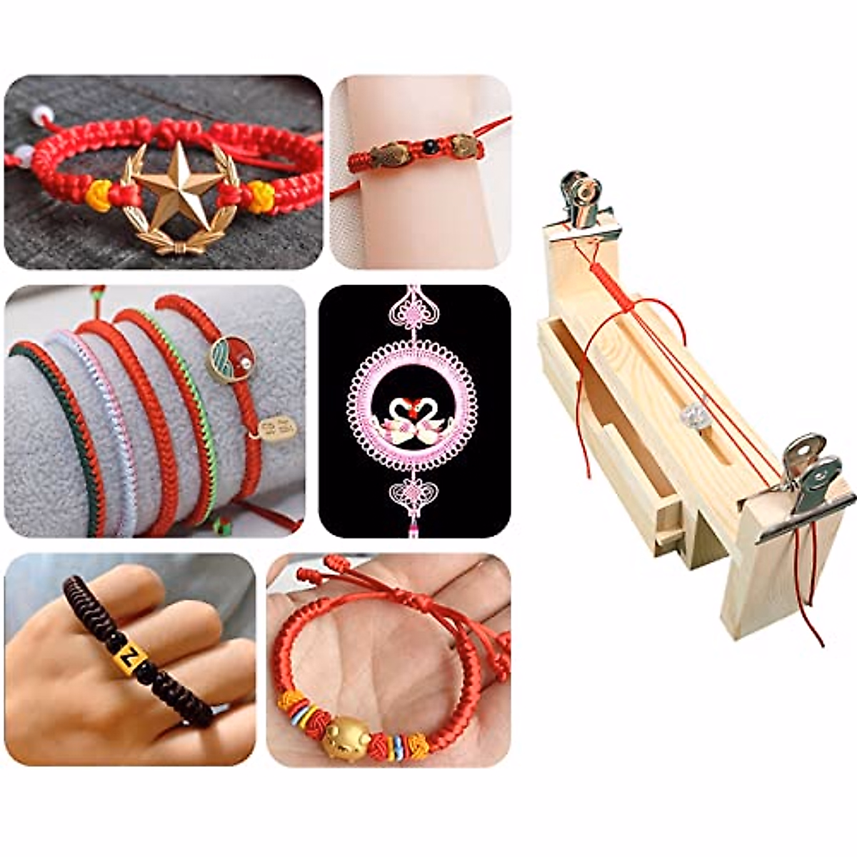 Xximuim Paracord Jig Bracelet Maker Wood Jig Bracelet Maker U Shape Clear Scale Bracelet with 2 Clamp DIY Hand Knitting Bracelet Jig Bracelet Braiding Tool (Style 3.)