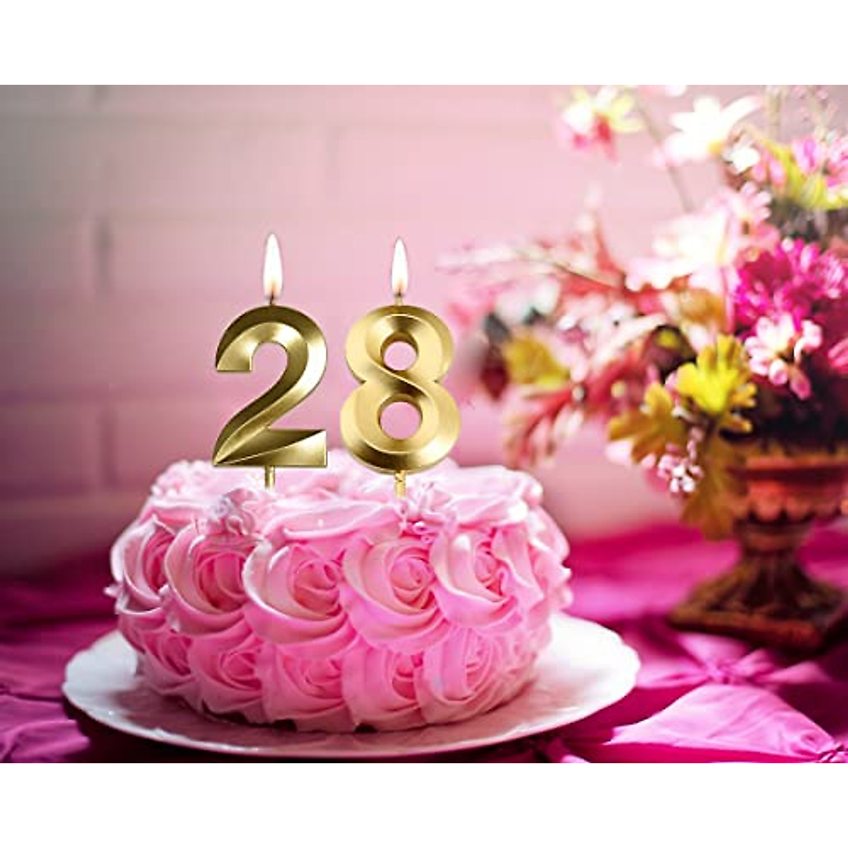 Gold 28th & 82nd Birthday Candles,Gold Number 28 82 Cake Topper for Birthday Decorations Party Decoration