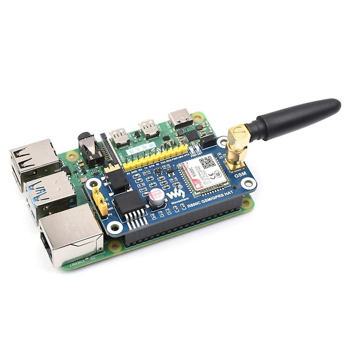 R800C GSM/GPRS HAT for Raspberry Pi and Jetson Nano Supports 2G Communication Phone Call and SMS GPRS with UART Interface @XYGStudy