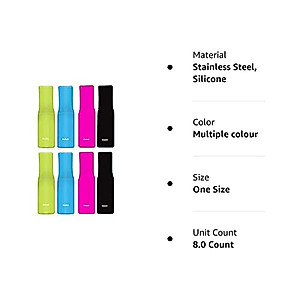 8 PCS Reusable Straw Tips, Silicone Straw Tips, Multi-Color Food Grade Straws Nozzles Tips Covers Fit for 1/3 Inch Wide(9MM Outer Diameter) Stainless Steel Telescopic Straws