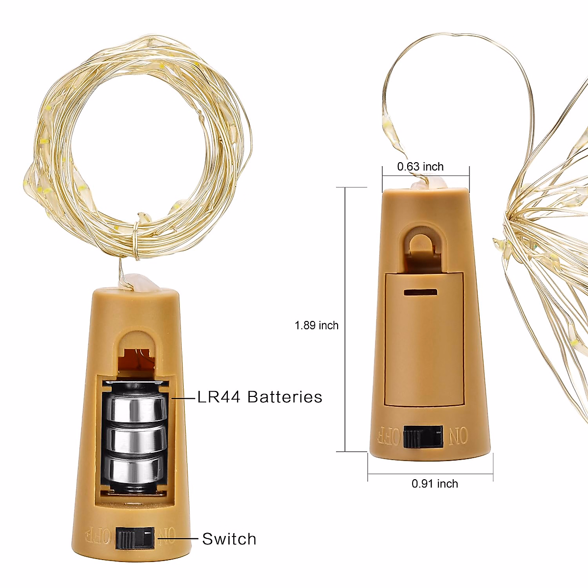 osteplus Wine Bottle Lights with Cork, 6 Pack Mini Fairy String Lights Battery Operated with 6 Replacement Batteries, Party Decoration for Wedding Christmas Halloween Bar Mason Jar - Warm White