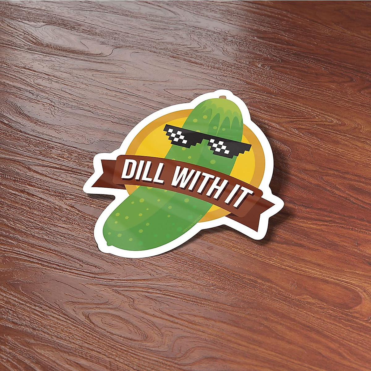 Dill With It Pickle Sticker Funny Stickers for Hydroflask - Cool Quote Decals for Laptop - Sunglasses Deal with It Meme Sticker for Guys