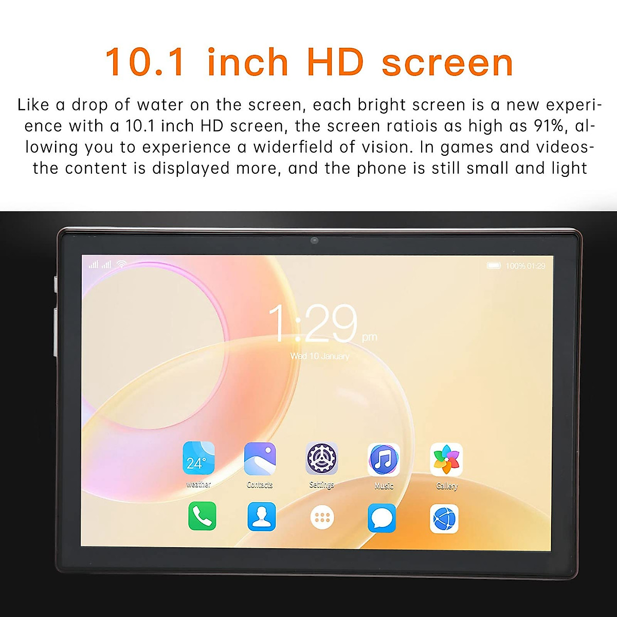 HD Tablet, 5G WiFi White 10 Inch Tablet 6GB RAM 256GB ROM for Home (US Plug)