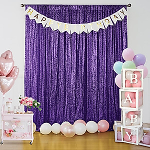 Sugargirl Purple Sequin Backdrop Curtain 2 Panels 2FTx8FT Glitter Purple Background Drapes Sparkle Photography Backdrop for Party Wedding Birthday Wall Decoration