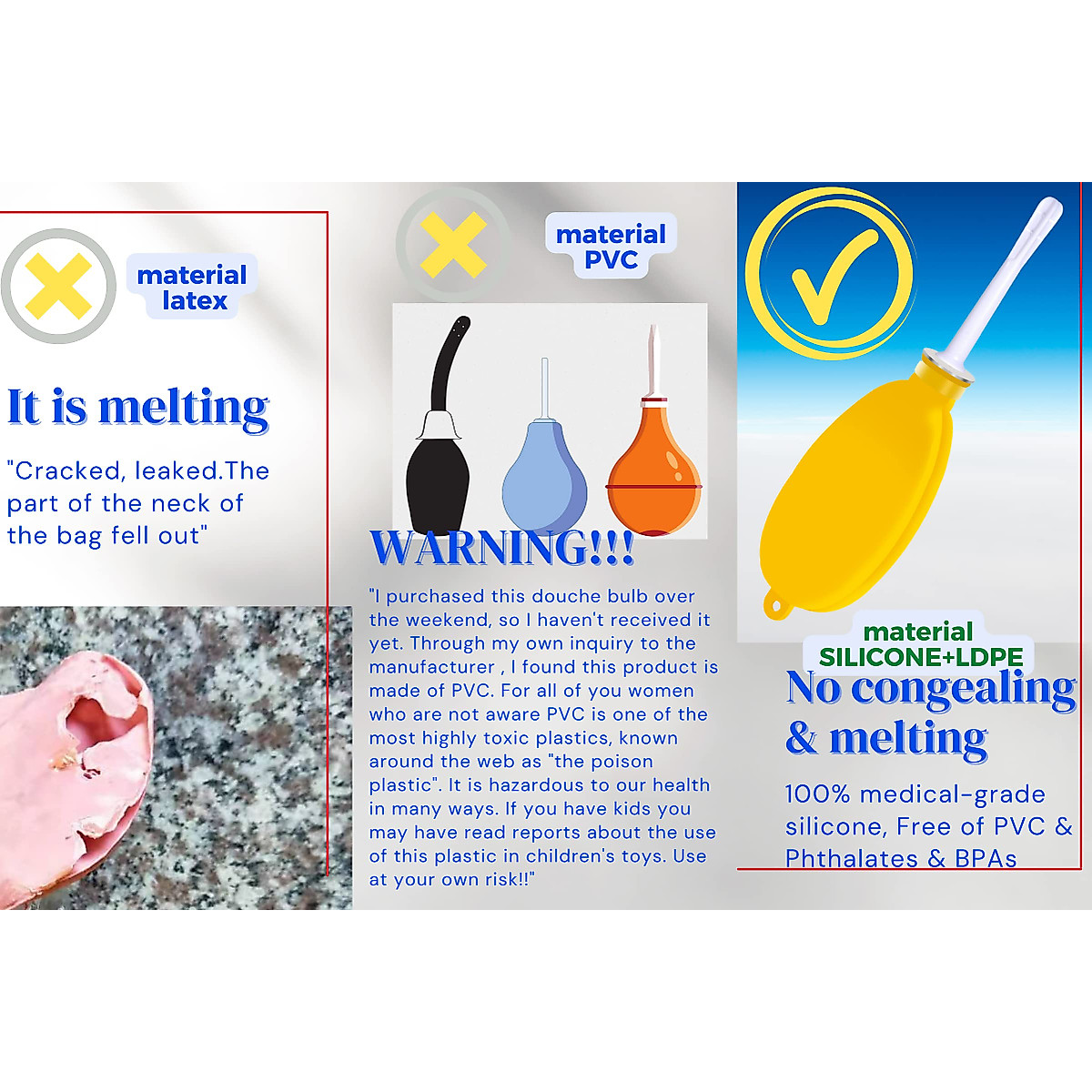 RVDKBULB Silicone Douche Bag with Storage Bag, Pocket size - Great for Travel, 24 Fl Oz Capacity, Yellow