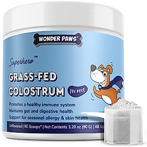 Premium Grass Fed Colostrum for Dogs – Pure Bovine Colostrum for Dogs – Immune, Allergy, Skin & Itch Relief – All Ages, Sizes & Breeds – 3.20oz