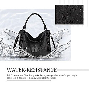 KL928 Purses for Women Shoulder Handbag Top Handle Hobo Tote Bags, PU Leather (Black-2)