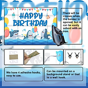Shark Party Decorations Happy Birthday Banner Shark Party Supplies Animal Fish Shark Themed Under The Sea Decor for Baby Shower Boys 1st Birthday Party Decorations Backdrop Favors Photo Booth Props