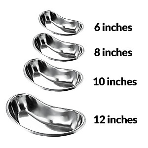 WG inc Kidney Tray Basin Emesis Stainless Steel 304 Grade Dental Surgical Utility Dish Thick Gauge Reusable containers Soiled dressings Mixing Organizers (Small (6 Inch))