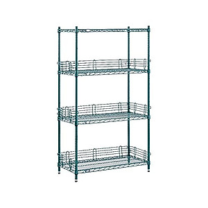 4-Shelf Wire Shelving Unit, Green Finish, 18"W x 36"L x 63"H
