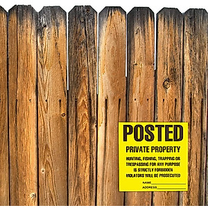 Posted Signs No Trespassing No hunting signs, (100 Pack) Posted Signs No Hunting or Trespassing Signs, Heavy Duty, Weather Resistant, 11” x 11" Posted Signs Yellow