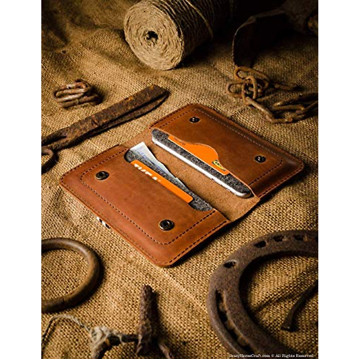 Leather Wallet for iPhone 14 Pro / 14 Plus, 14/13 / 12 Pro Max, 13/12 Mini, sleeve for two phones, Classic Brown, handmade phone cover SE, 12,11 Pro Max/Xr/Xs/8,7,6s, Wool felt, Crazy Horse Craft