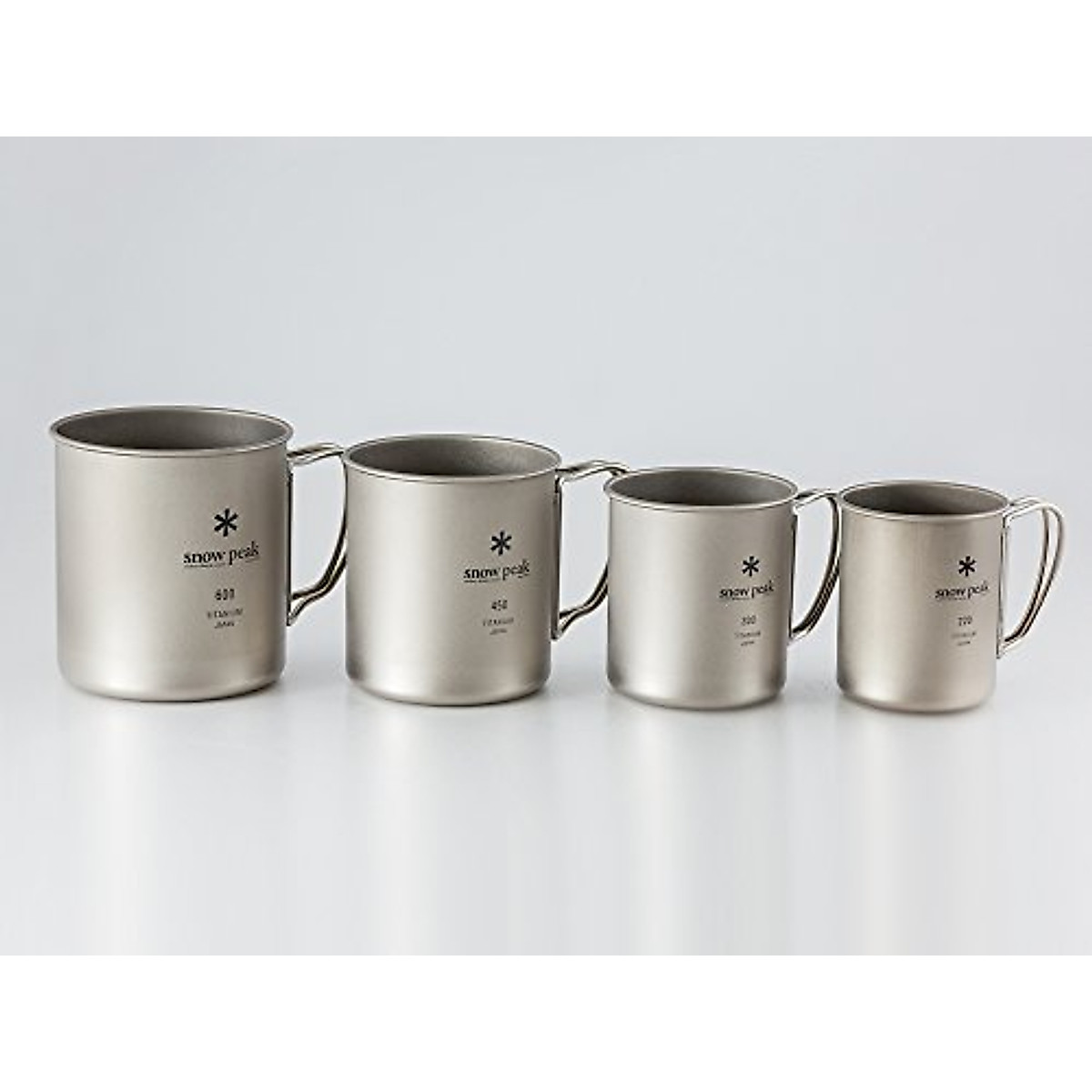 Snow Peak Ti-Single 450 Cup - Lightweight & Compact Titanium Cup with Foldable Handles - D 3" H 3.2"